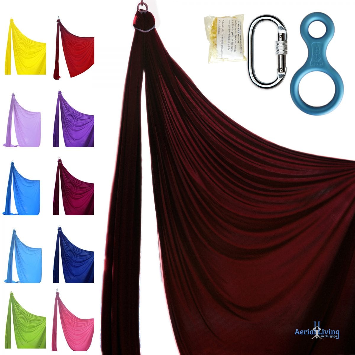 Kit Aerial silks and accessories for hanging them - Aerial Yoga Swings ...