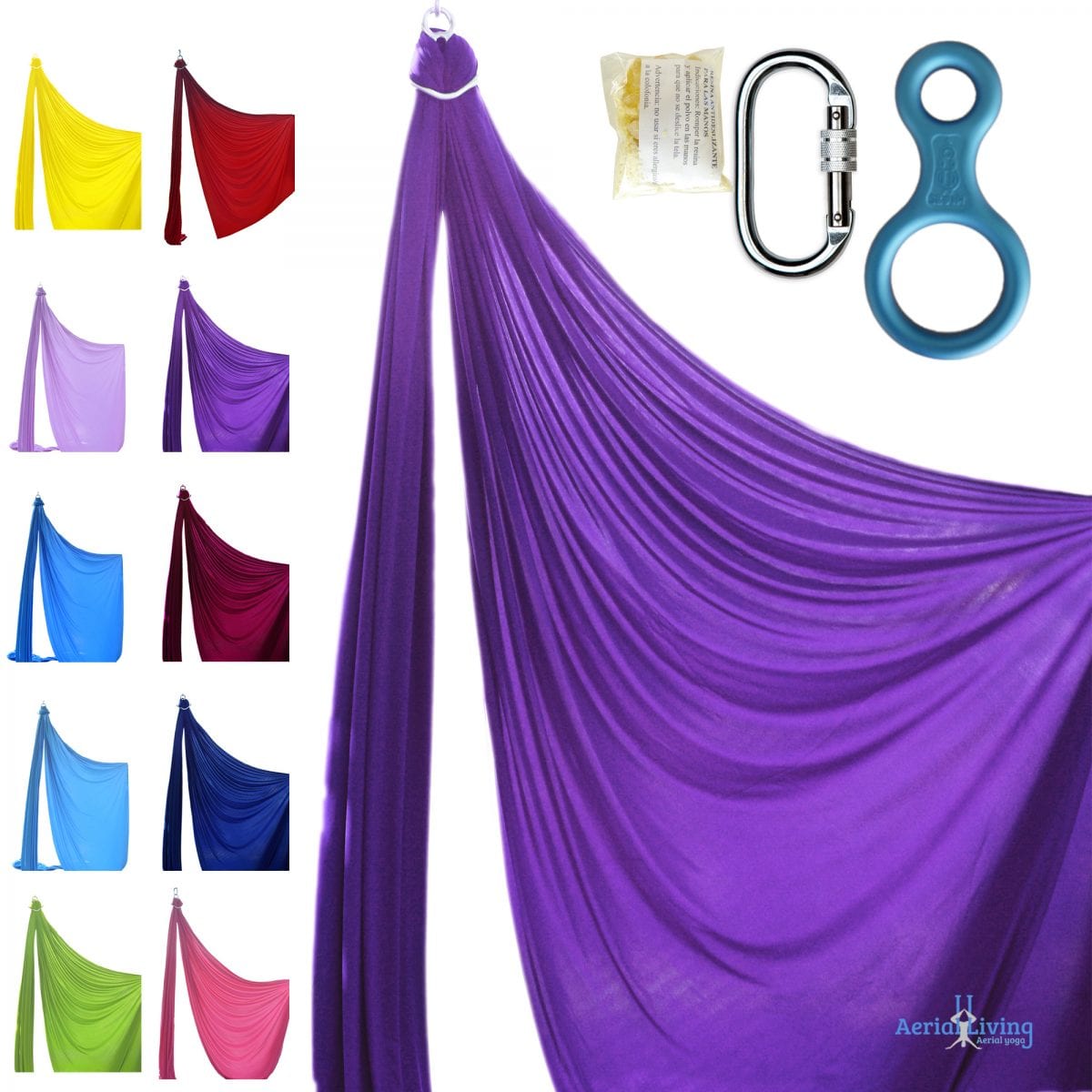 Kit Aerial silks and accessories for hanging them - Aerial Yoga Swings ...